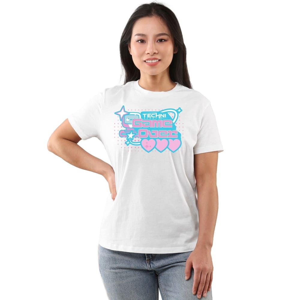 GAME OVER Womens White T-Shirt Kawaii Game – Techni Sport